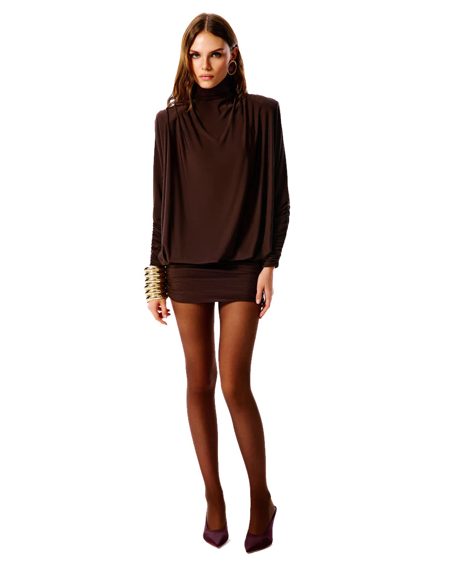 Devon Backless Mini Dress Brown – shopatsauce.com