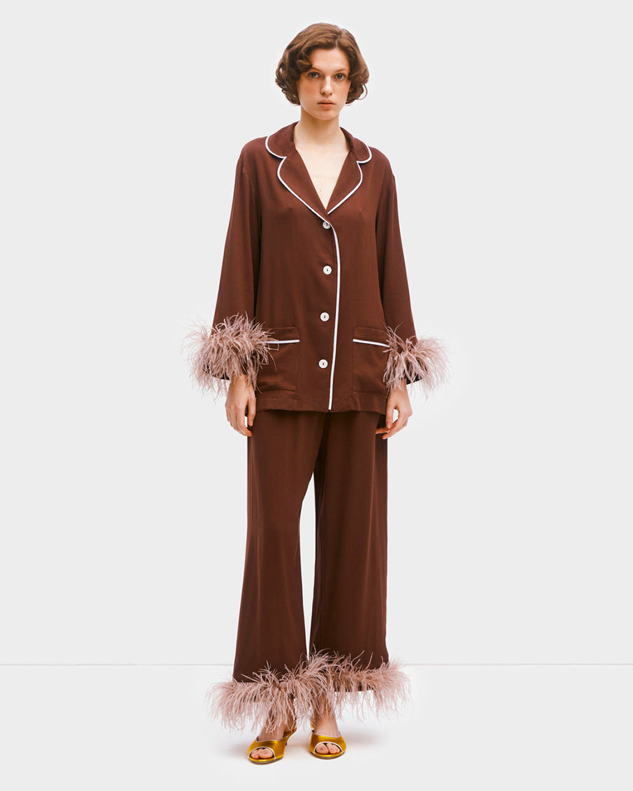 Party Gal Set with Detachable Feathers in Teddy Brown – shopatsauce.com